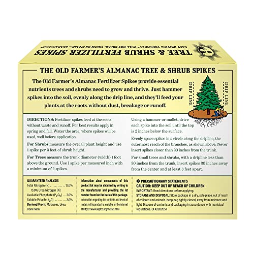 The Old Farmer's Almanac Tree & Shrub Fertilizer Spikes (Box of 24 Spikes - 6 Lbs) (OFA-FS1333-24)