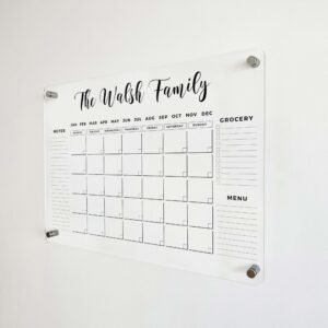 FAMILY NAME CALENDAR Personalized Acrylic Wall Calendar - Personalized Calendar 2024, Horizontal Wall Calendar, Monthly and Weekly Calendar, Housewarming Gift, Goals, To Do