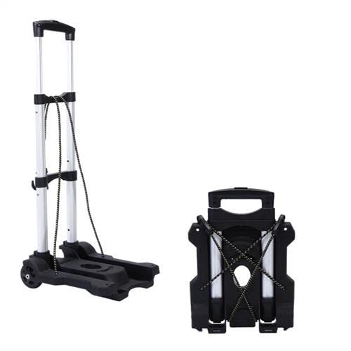 Mount Plus A6 Folding Luggage Cart and Dolly | 77 Lb Capacity | Portable Lightweight Luggage Trolley Cart with Telescoping Handle and 4 Rubber Wheels | Steel Frame