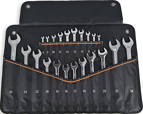 22-Pockets Wrench Roll, 0.25-1.25" Wrench-Set Tool Roll, Wrench roll bag, Tool wrap, Wrench bag, Wrench wrap, Wrench sleeve, Wrench pouch, Wrench tool roll, Wrench holder bag, Wrench roll up organizer