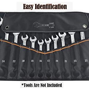 22-Pockets Wrench Roll, 0.25-1.25" Wrench-Set Tool Roll, Wrench roll bag, Tool wrap, Wrench bag, Wrench wrap, Wrench sleeve, Wrench pouch, Wrench tool roll, Wrench holder bag, Wrench roll up organizer