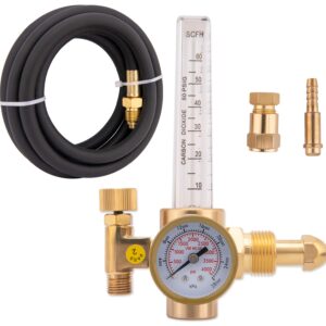 Argon/CO2 Flow Meter Gas Regulator Compatible with Mig Tig Welder Regulator with 6.6FT Gas Hose 10 to 60 CFH Output Flow 0 to 4000 PSI - CGA-580 Inlet argon flow gauge welding regulator