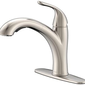 Kitchen Sink Faucet - Single Handle Pull-Out Sprayer Kitchen Faucet in Brushed Nickel with Deckplate(Brushed Nickel)…