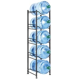 mooace 5-tier water jug rack, 5 gallon detachable water bottle holder organizer storage rack, black