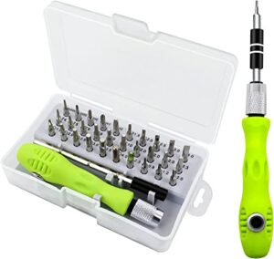 32 in 1 small screwdriver set, mini magnetic screwdriver set – contains 30 bits precision repair tool kit, torx screwdriver tool sets for eyeglass, watch, phones, laptop, computers, toys