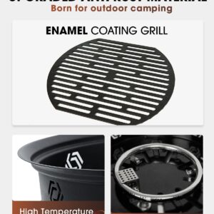 BLUU Deluxe Portable Propane Gas Fire Pit with Auto Ignition for Outdoor Camping- with Grill, Foldable Stand, Trachea Hook, Propane Tank Holder and Cover, 17-Inch Diameter 58,000 BTU, Matte Black