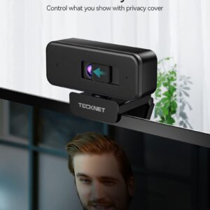 TECKNET 1080p Webcam with Microphone & Privacy Cover, Streaming Camera 30fps USB Computer Camera with 110-degree AOV, Web Camera for Video Conferencing/Calling/Live Streaming/Online Learning