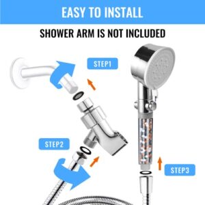 LEMNISLIFE Filtered Shower Heads, High Pressure Hand Held Shower Head with 59" Stainless Hose & Brass Bracket, 6 Spray Modes Filtration Water Save Showerhead for Soften Hard Water, Chrome Finish