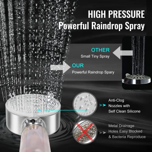 LEMNISLIFE Filtered Shower Heads, High Pressure Hand Held Shower Head with 59" Stainless Hose & Brass Bracket, 6 Spray Modes Filtration Water Save Showerhead for Soften Hard Water, Chrome Finish