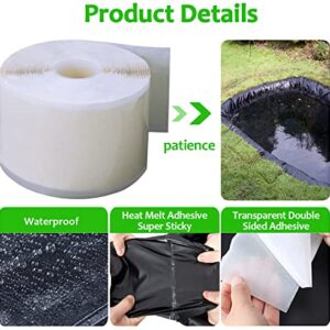 YOUSTOO Pond Liner Seam Tape - 32.8 Ft Self Adhesive Sticky Double-Sided Pond Liners Repair Kit, Waterproof Pond Seal Tape Cover Strip for Hole Repairing & Splicing of Pond Impermeable Films