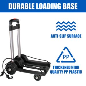 APOXCON Folding Hand Truck, Foldable Dolly Cart for Moving, Light Weight Trolley Dolly with 4 Wheels & Aluminum Alloy Handle, Collapsible Portable Luggage Cart for Travel, Shopping, Office Use