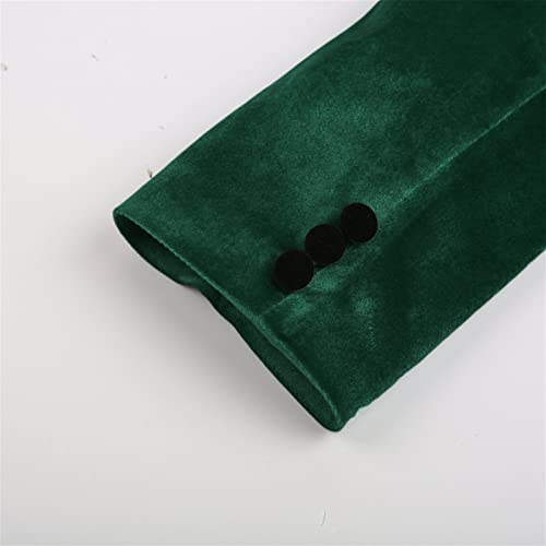 Men Premium Velvet Suit Jacket Luxury Solid Lapel Dinner Prom Sport Coat One Button Slim Fit Wedding Prom Tuxedo (Green,X-Small)