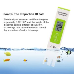 Watris Veiyi Pool Salt Tester, 5 in 1 Salinity/Temp/EC/S.G/TDS Meter, Digital Pool Water Tester, High Accuracy Salinity Meter for Swimming Pool, Aquarium, Saltwater