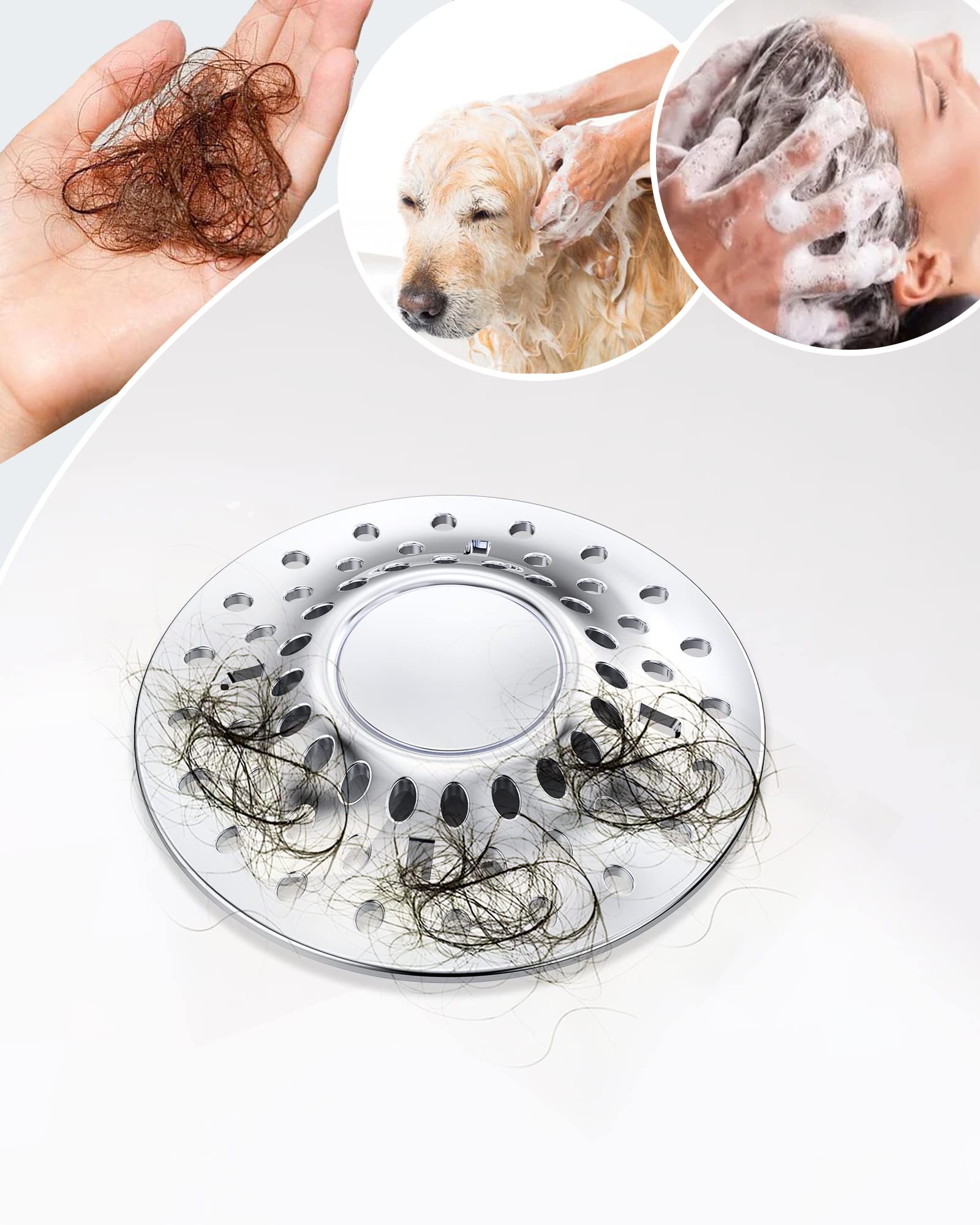 Upgraded 2 in 1 Bathtub Stopper with Drain Hair Catcher, Anti-Clogging Tub Stopper with Dual Filtration Design, Pop-up Bath Tub Stoppers Bathtub Drain Plug for 1.45-1.85" Drain Hole