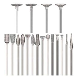 𝐋𝐮𝐨 𝐤𝐞 18 pcs diamond burr sets, 1/8 inch shank diamond mounted stone carving bits for dremel rotary tools