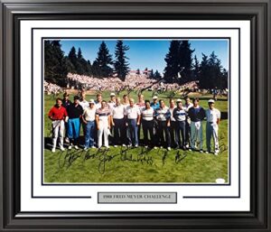 1988 fred meyer classic tournament autographed framed 16x20 photo with 21 signatures including jack nicklaus & payne stewart jsa #z99687 - autographed golf photos