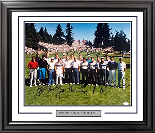 1988 Fred Meyer Classic Tournament Autographed Framed 16x20 Photo With 21 Signatures Including Jack Nicklaus & Payne Stewart JSA #Z99687 - Autographed Golf Photos