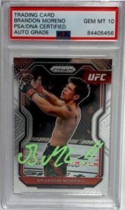 brandon moreno 2021 ufc prizm rookie card #38 signed slabbed psa 84403456 gem 10 - autographed ufc cards