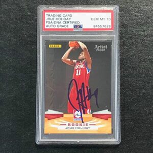 2009-10 panini #367 jrue holiday signed card auto 10 psa slabbed rc 76ers - basketball slabbed rookie cards