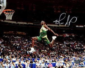 shawn kemp autographed 8x10 photo seattle supersonics slam dunk mcs holo stock #202445 - autographed nba photos