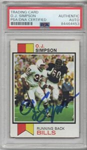 oj simpson signed autograph slabbed1973 topps card psa dna buffalo bills - nfl autographed football cards