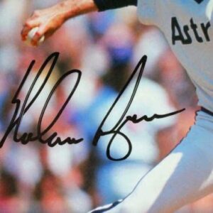 Nolan Ryan Autographed Astros 8x10 HM Pitching Horz Photo- AIV Hologram *Black - Autographed MLB Photos