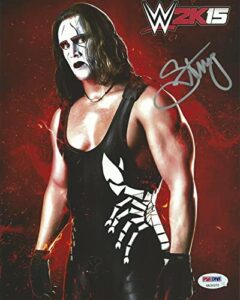 sting signed wwe 2k15 promo 8x10 photo psa/dna coa picture autograph wcw tna aew - autographed wrestling photos