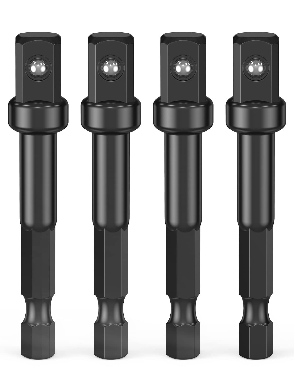 3/8 Impact Adapter, 4 Pack 3/8 Socket Adapter 1/4 Inch to 3/8 Socket Adapter Kit for Impact Driver, Automotive DIY, Extension Socket Driver Bits, Handle Nut Driver and Drills