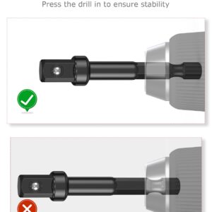 3/8 Impact Adapter, 4 Pack 3/8 Socket Adapter 1/4 Inch to 3/8 Socket Adapter Kit for Impact Driver, Automotive DIY, Extension Socket Driver Bits, Handle Nut Driver and Drills