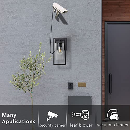 OUPAVOCS Outdoor Lights with GFCI Outlet, Modern Porch Lights Waterproof, Exterior Light fixture with Outlet plug, Black Wall Sconce Wall Mount with Clear Glass, Outside Patio lights for House, Garage