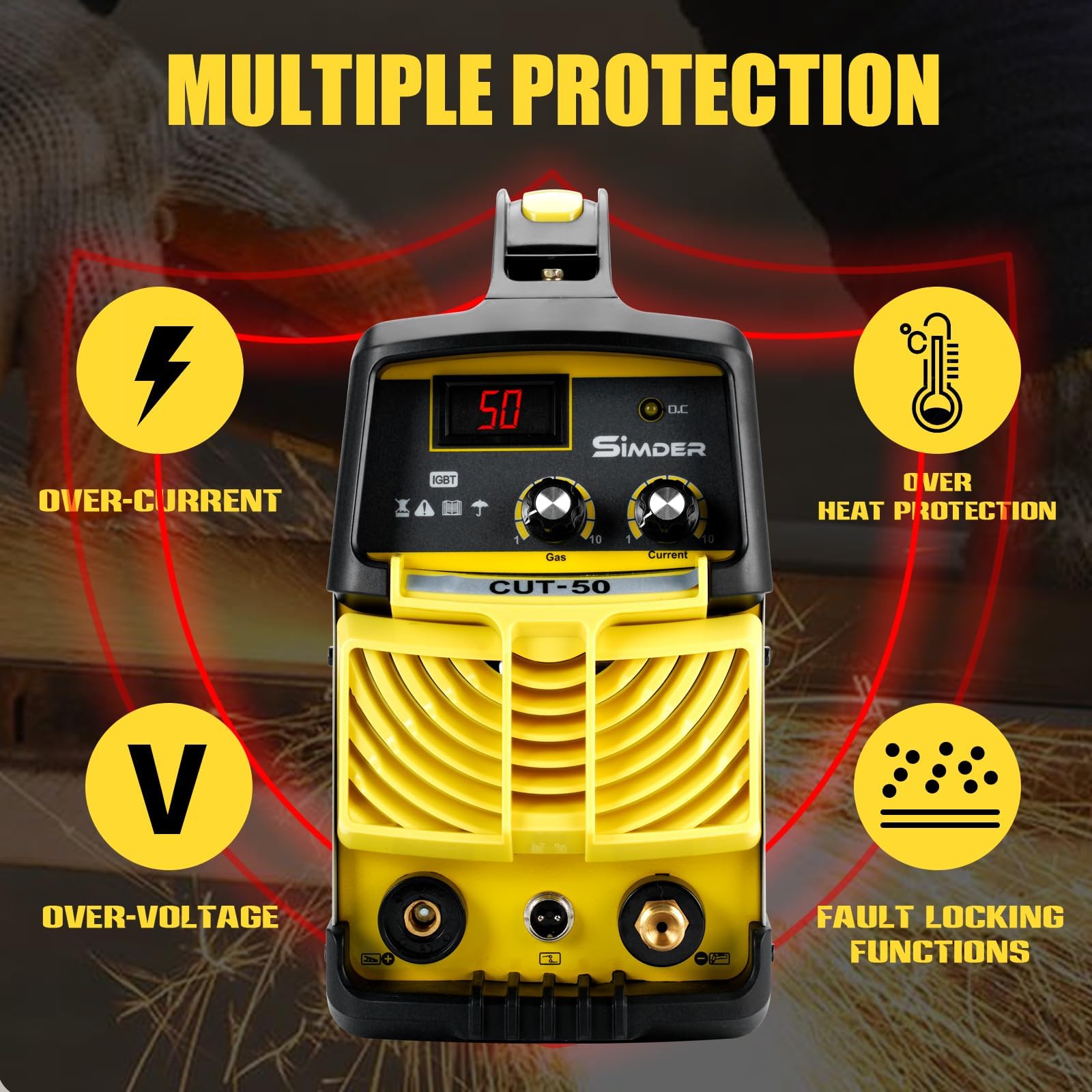 SSIMDER Plasma Cutter 50Amp Plasma Cutter Machine with Dual Voltage 110V/220V Non-Pilot Arc 1/2 Inch Clean Cut Plasma Cutting Equipment with High Frequency Easy Metal Cutter LCD Display IGBT Inverter