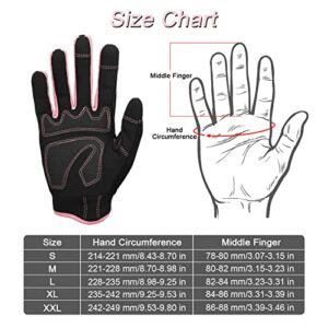 HUWLUIWA Work Gloves Women, Flexible & Stretchable Touchscreen Pink Working Glove Utility Synthetic Leather Mechanic Gloves for Construction Yardwork Gardening Small Pink