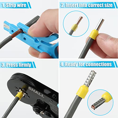 SHALL Crimper Tool, 1800-Piece Wire Ferrule Kit with Wire Stripper, Self-Adjustable Ratchet Wire Crimper Kit for Electricians, for AWG 28-7 (0.08-10mm²) Electrical Wire Connectors, Carry Bag Included