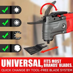 SHALL Oscillating Tool, 4.0A Oscillating Multitool Kit with 5° Oscillation Angle, Quick Change & Kickback Protection, 6 Variable Speeds, Auxiliary Handle, 34Pcs Saw Accessories and Carry Bag Included