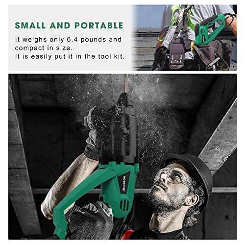 Hoteche 3-in-1 Rotary Hammer Drill 1-Inch SDS Plus Electric Hammer 7.7-Amp/920W Variable Speed Corded Power Hammer Drill Lightweight Demolition Jack Hammer for Concrete with 3 Drill Bits