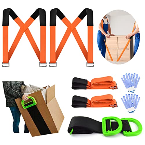 Moving Straps Lifting Kit Moving Strap for 2-Person and Widen Handle Lifting Straps for 1-Person Furniture Moving Straps for House-Moving, Mattress, Appliances, Boxes, Heavy Objects Moving