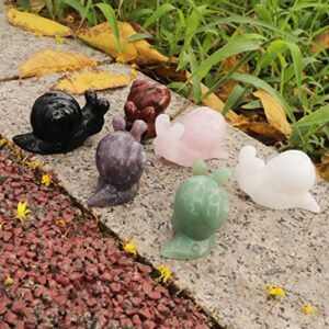 NUZUJX 2Inch Snail Figurine Natural Stone Miniature Snail Ornament Fairy Garden Animals Animal Figures Bonsai Plant Decoration (Rose Quartz)