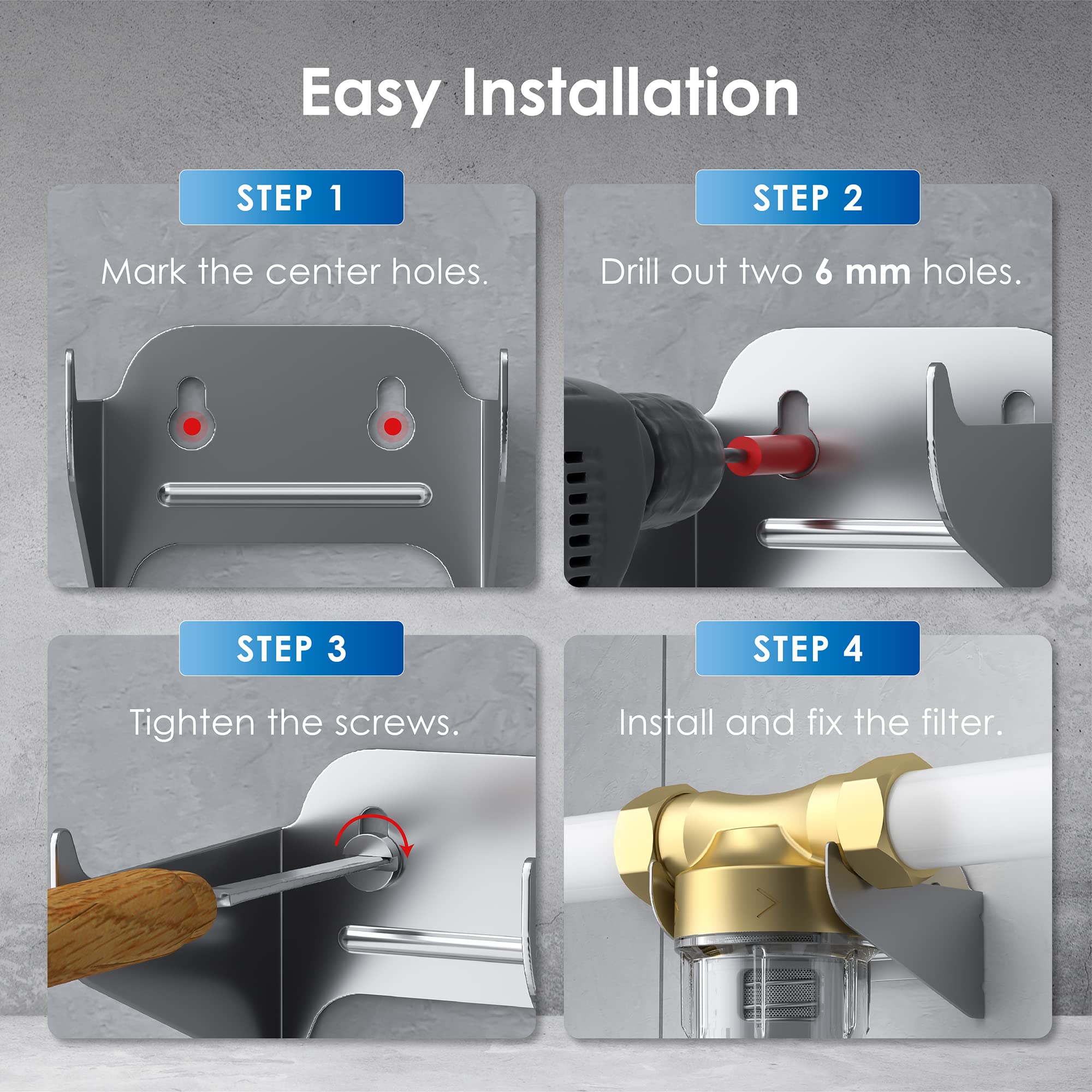 Waterdrop Spin Down Sediment Filter Bracket, using in conjunction with the WD-PFK,WD-RPFK,WD-PFA Sediment Filter,1 Pack