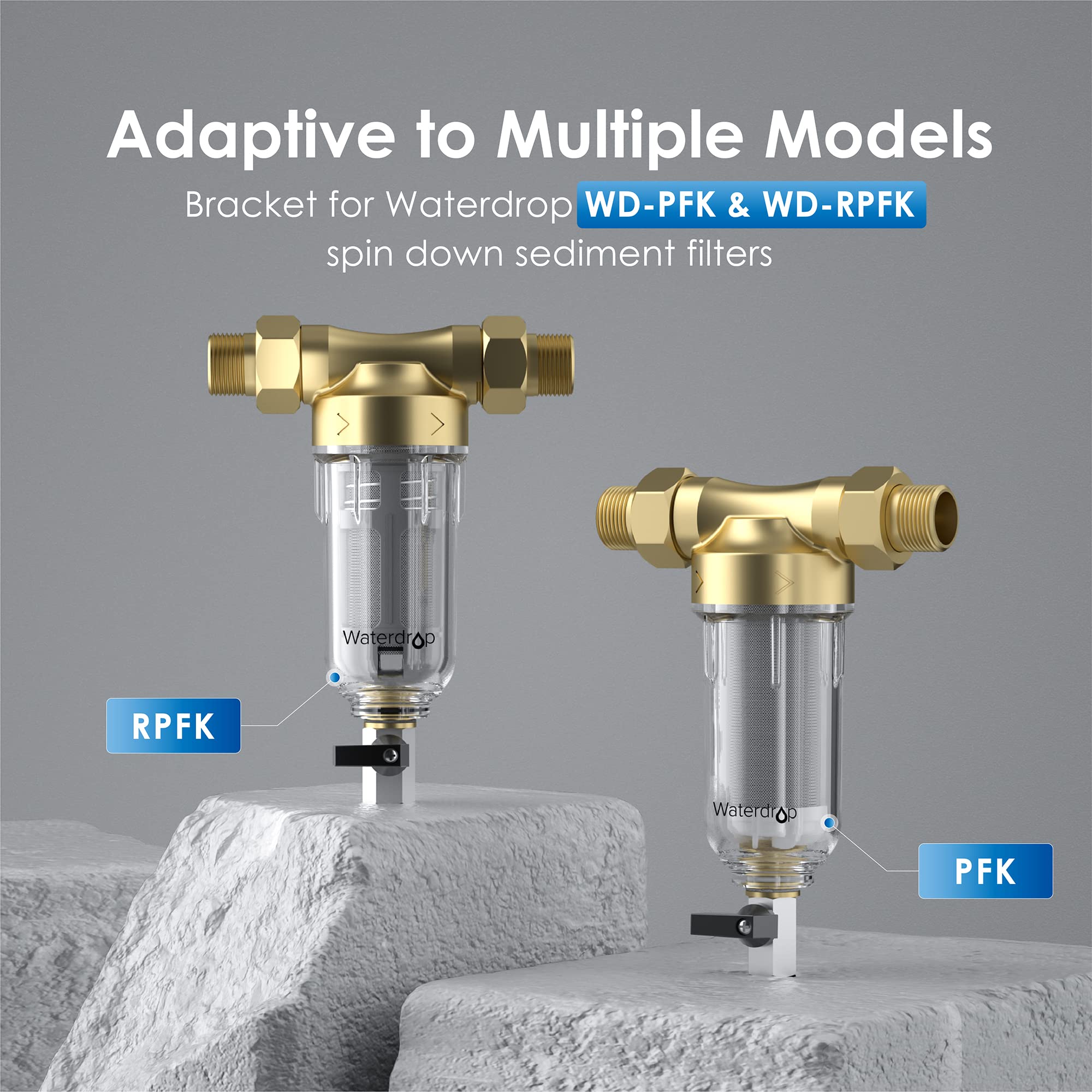 Waterdrop Spin Down Sediment Filter Bracket, using in conjunction with the WD-PFK,WD-RPFK,WD-PFA Sediment Filter,1 Pack