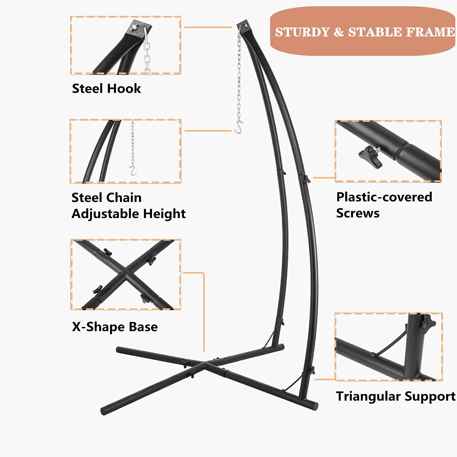 AthLike X-Shaped Hammock Chair Stand w/Swing Chair, Hanging Tree Tent Canopy w/Steel Frame, Indoor Outdoor Egg Basket Patio Seat w/Adjustable Solid Stand, Bedroom Porch Balcony Garden 330lb Camouflage