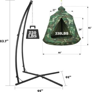 AthLike X-Shaped Hammock Chair Stand w/Swing Chair, Hanging Tree Tent Canopy w/Steel Frame, Indoor Outdoor Egg Basket Patio Seat w/Adjustable Solid Stand, Bedroom Porch Balcony Garden 330lb Camouflage