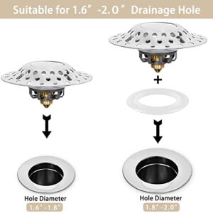 Haftaby Upgraded Tub Stopper Bathtub Drain Plug with Drain Hair Catcher Pop-Up Shower Stopper Hair Trap for 1.6-2.0 Inch