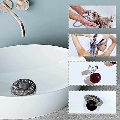 Haftaby Upgraded Tub Stopper Bathtub Drain Plug with Drain Hair Catcher Pop-Up Shower Stopper Hair Trap for 1.6-2.0 Inch