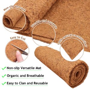 Riare 2 Pack 16 × 118 Inch No-Slip Ice and Snow Carpet Mats- Natural Coconut Fiber Carpet Anti-Slip Coco Coir Carpet Mat for Winter Walkways Front Door Stairs Porch Outdoor Garden Patio Safe Walking