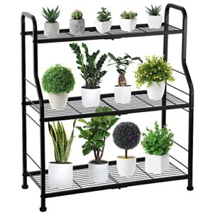 easepres metal plant stand 3 tier indoor plant shelf, plant display rack, multiple flower pot holder for garden, balcony, patio, corner, window, living room, outdoor