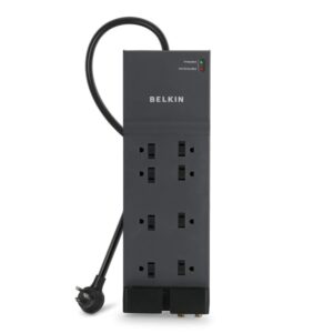 Belkin 8-Outlet Home and Office Surge Protector, 12ft Cord, Black & USB Power Strip Surge Protector - 12 AC Multiple Outlets & 2 USB Ports - 6 ft Long Flat Plug Extension Cord White (3,996 Joules)