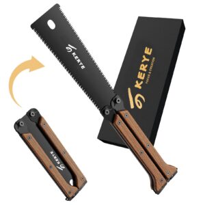 kerye hand saw tools, 5.5 inch mini pocket folding saw, sk5 blade wood saw for woodworking, 13/14 tpi double edges pull saw, flush cut saw for wet/dry wood, christmas gifts for men- ky03