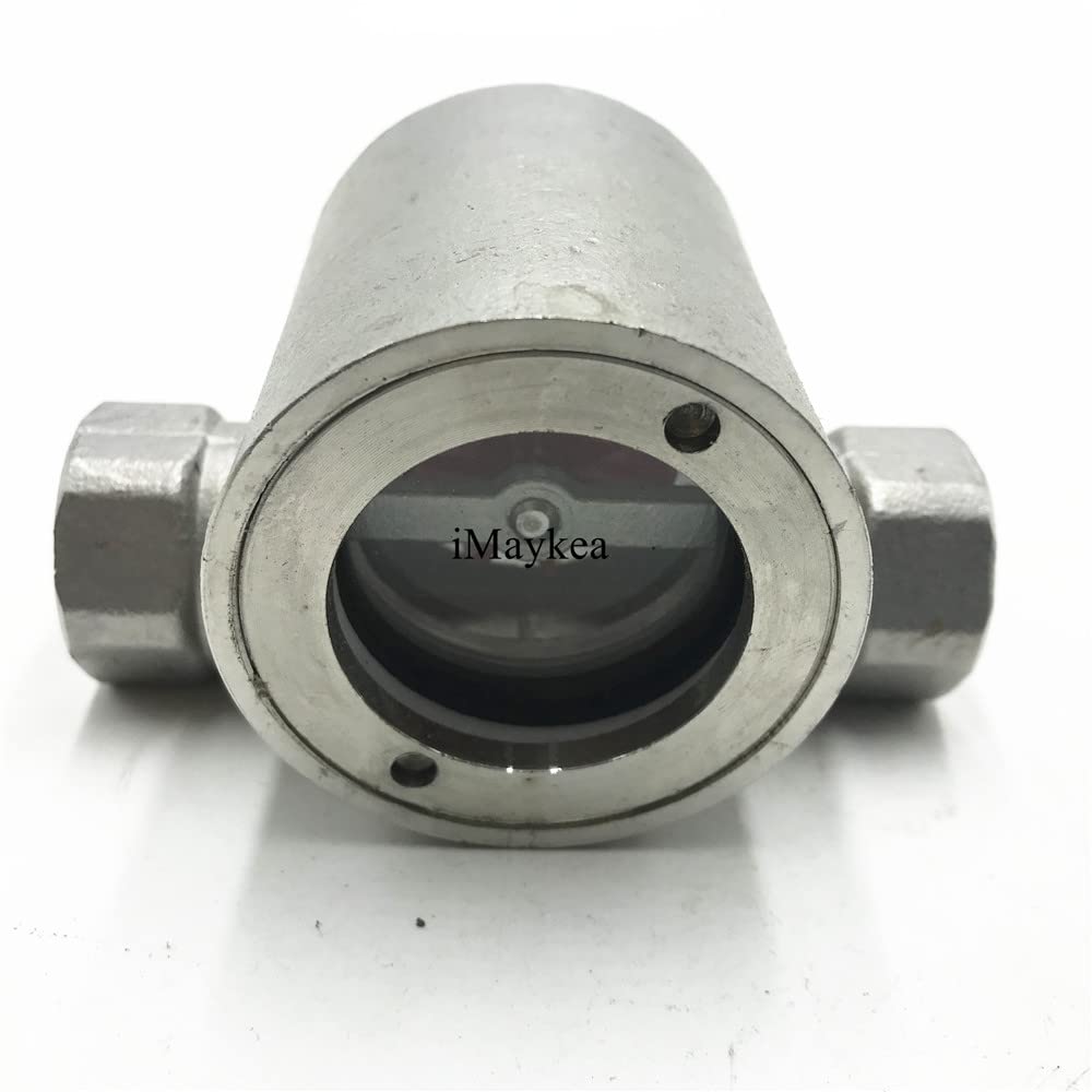 iMaykea 1/4", 3/8", 1/2", 1", 1.5", 2" NPT Thread Stainless Steel 304 Sight Glass Water Flow Indicator With Plastic Impeller (1-1/4" DN32)