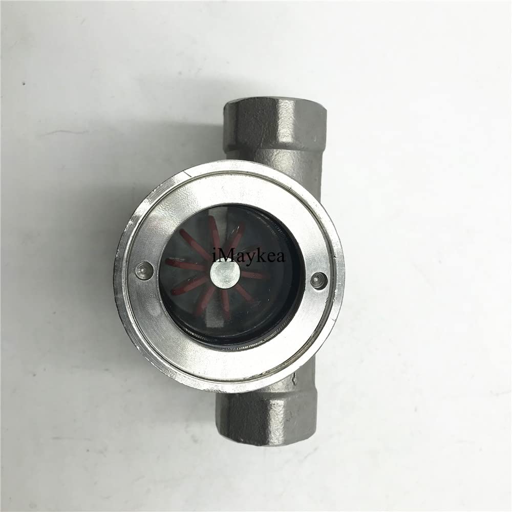 iMaykea 1/4", 3/8", 1/2", 1", 1.5", 2" NPT Thread Stainless Steel 304 Sight Glass Water Flow Indicator With Plastic Impeller (1-1/4" DN32)