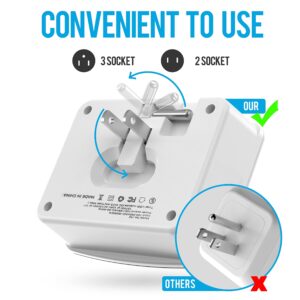 Cruise Power Strip Foldable Non Surge Protector with USB C Outlets 3.4A Total, Multi Plug Wall Socket, Cruise Essentials Accessories Must-Haves for Travel Ship, Home, Japan Applicable